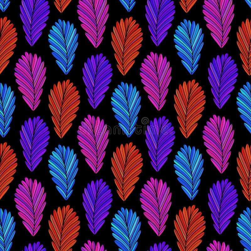 Autumn Leaves Background. Vector Pattern Design in Neon Colors. Leaves ...
