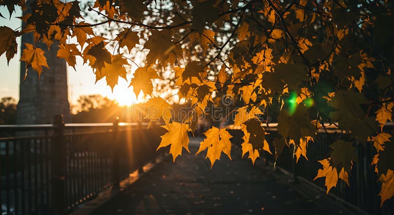Golden Autumn Sunset stock illustration. Illustration of sunset - 366150755
