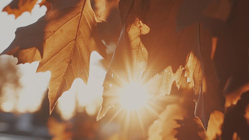 Autumn Leaves Backlit by Sunset, Park, Fall Design Stock Image - Image ...