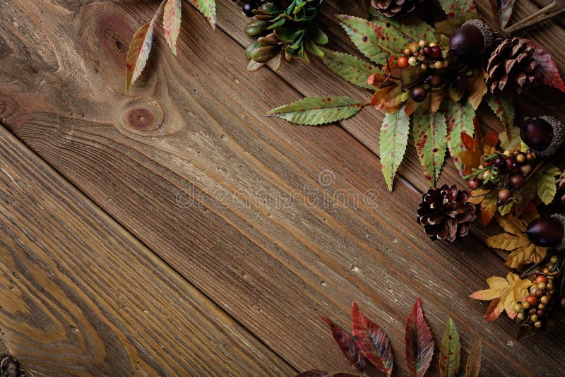 Autumn Leaves, Wooden Background, Copy Space for Text Stock Photo ...