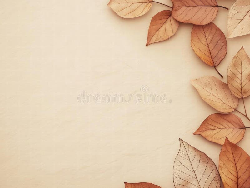 Autumn Leaves on Beige Background Stock Illustration - Illustration of ...