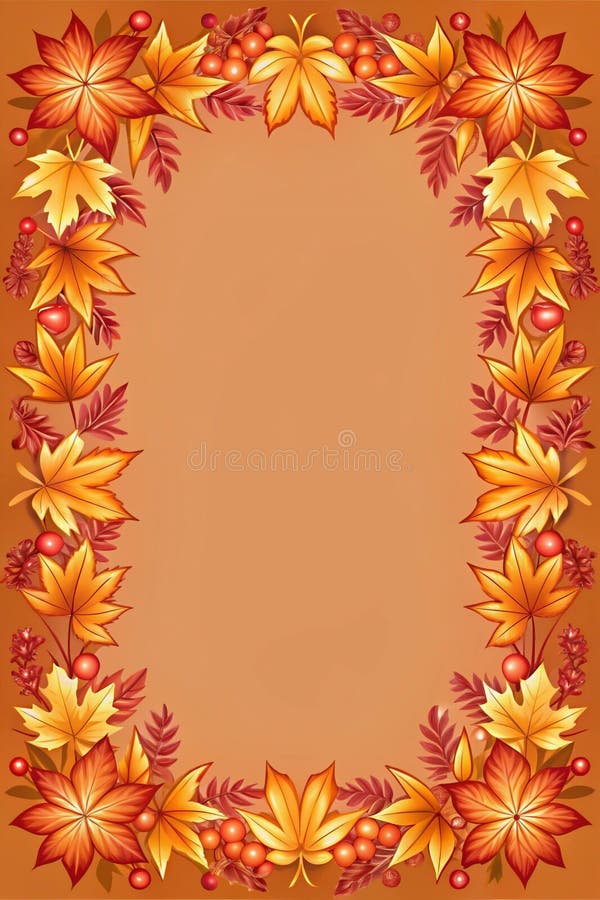 Autumn Leaves and Berries are Arranged in an Elegant Border Stock ...