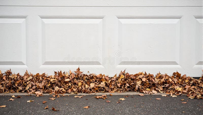 Autumn Leaves Blocking Garage Door from Closing Properly Stock ...