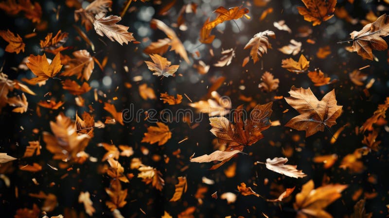 Autumn Leaves Blown Away in the Wind, Isolated on White Background ...
