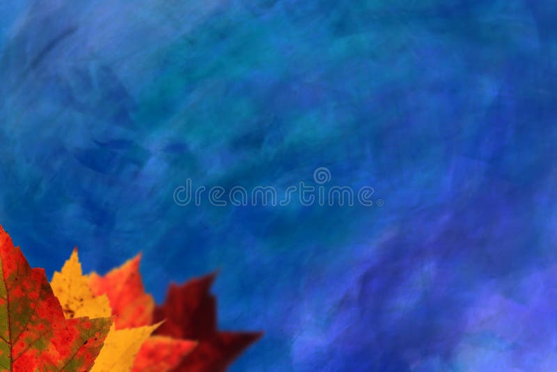 Autumn Leaves Blue Background Stock Illustration - Illustration of blur ...