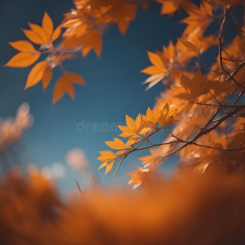 Autumn Leaves on the Blue Sky Background. Fall Season Concept Stock ...