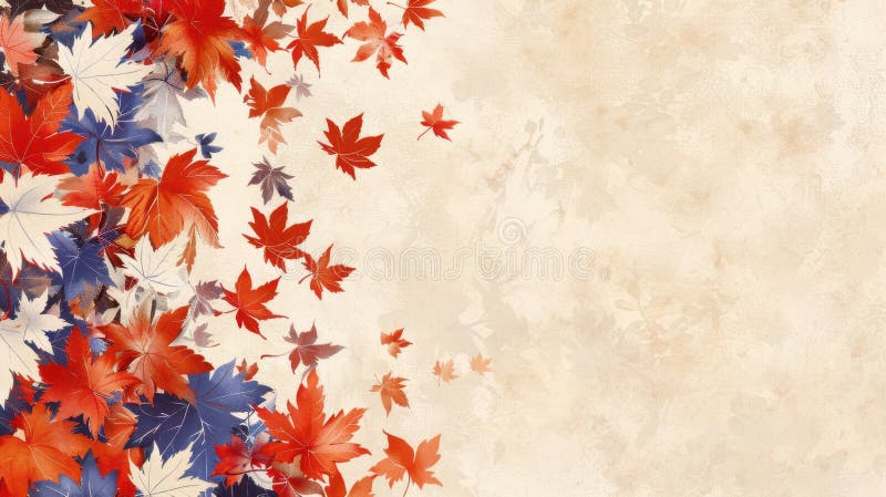 Autumn Leaves Border on Textured Beige Background for Elegant Fall ...