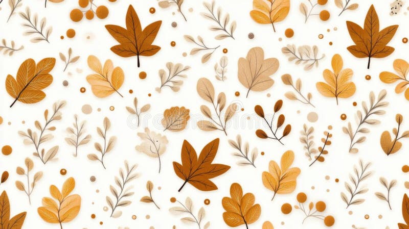 Autumn Leaves & Branches Pattern Stock Illustration - Illustration of ...
