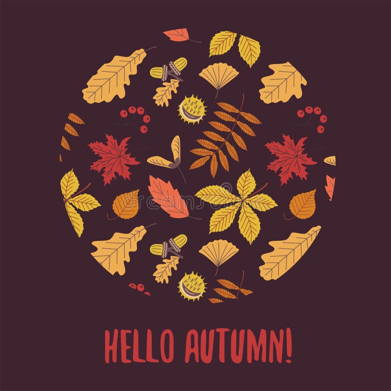 Autumn Leaves Cart. Fall Autumn Leaves in Shape of Circle and ...