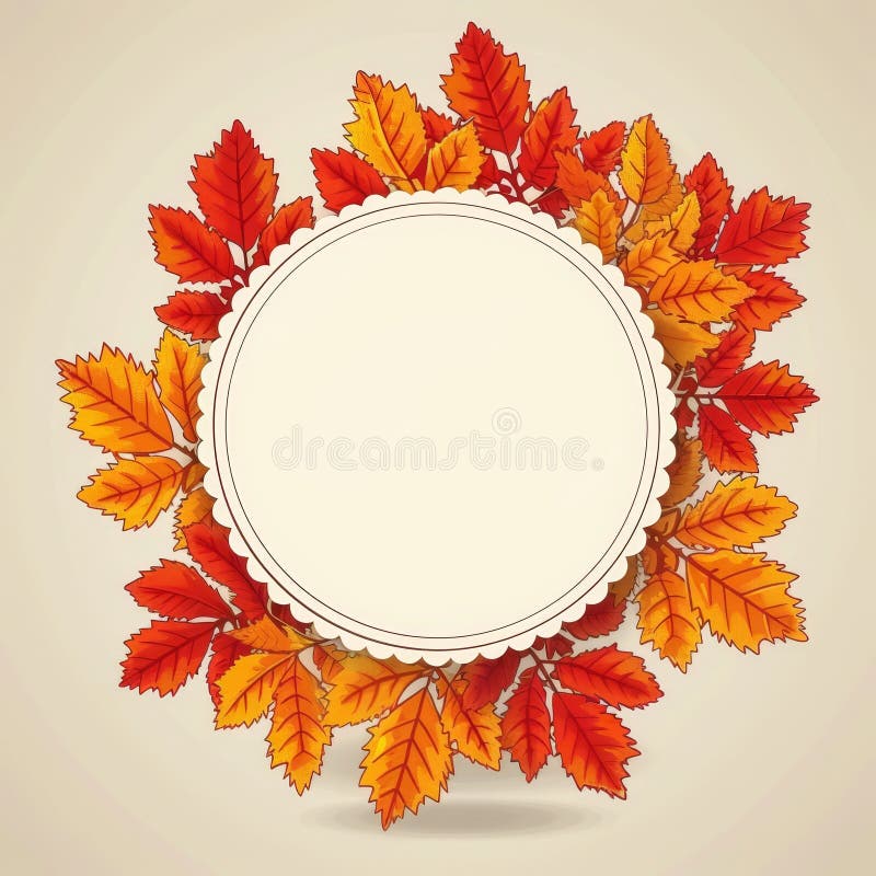 Autumn Leaves Circular Frame, a Decorative Border of Vibrant Fall ...