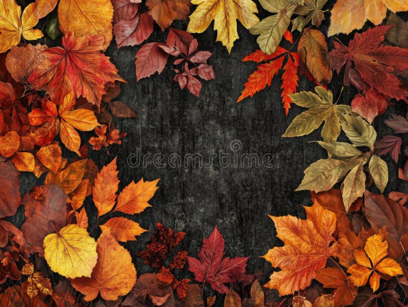 Autumn Leaves, a Colorful Frame of Fall Foliage Stock Illustration ...
