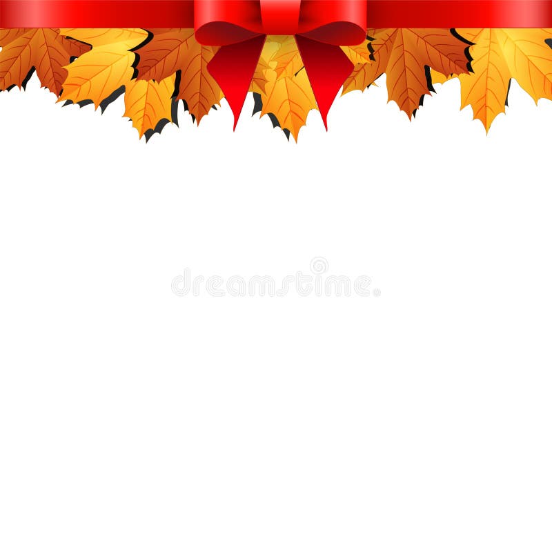 Autumn Leaves Decorated with Red Bow Stock Vector - Illustration of ...
