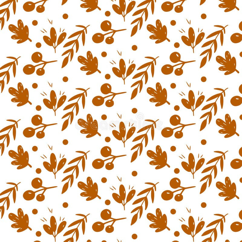 Autumn Leaves Doodle Hand Drawn Vector Leaf Seamless Pattern Stock ...