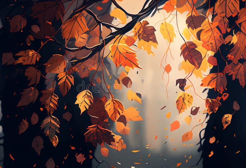 Autumn Leaves Fall from the Trees. AI Generated Stock Illustration ...