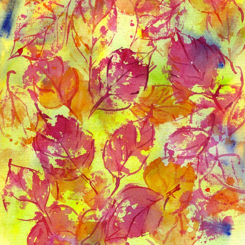 Autumn Leaves Fall Watercolor Texture Stock Photo - Image of abstract ...
