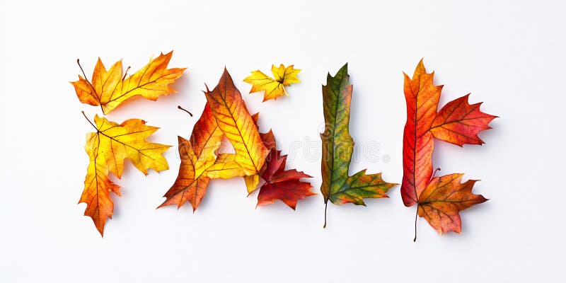 Autumn Leaves Fall Word Design White Background High Quality Image ...