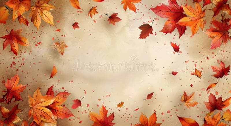 Autumn Leaves Falling on a Beige Background Stock Image - Image of ...
