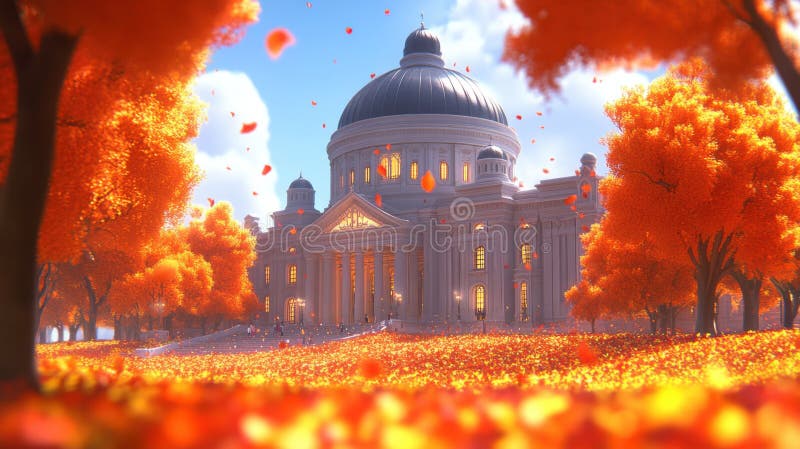 Autumn Leaves Falling Classical Building Stock Photos - Free & Royalty ...