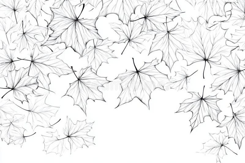 Autumn Leaves Falling - Line Art Illustration Stock Illustration ...