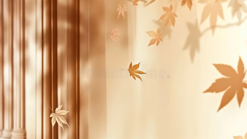 Autumn Leaves Falling in Soft Light with Columns in Background. Autumn ...