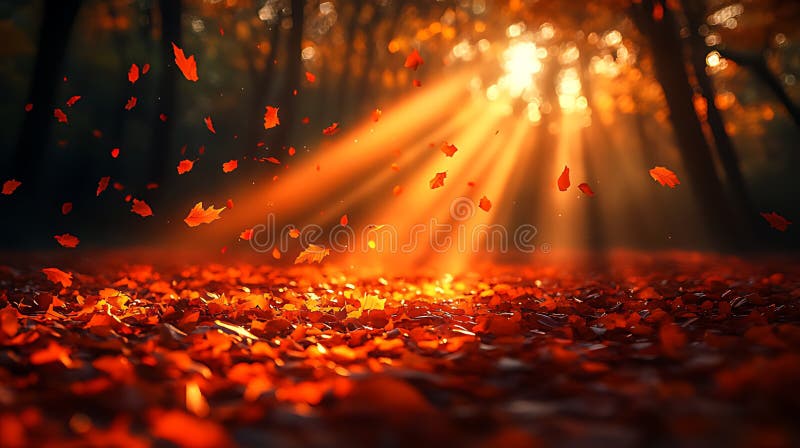Autumn Leaves Falling, Sun Rays in Forest, Ground Cover, Nature ...