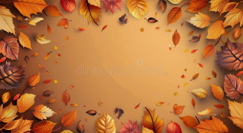 Autumn Leaves Falling on a Tan Background Stock Photo - Image of ...