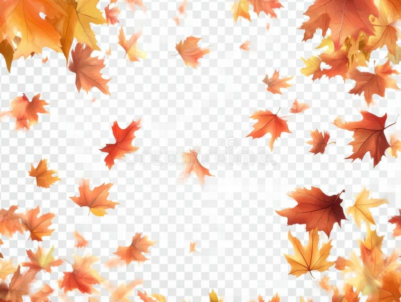 Autumn Leaves Falling on Transparent Background - Vector Illustration ...