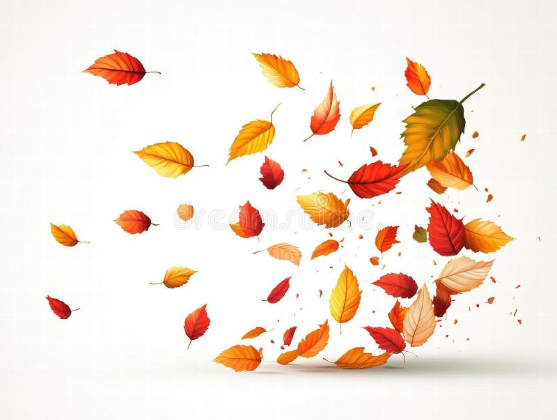 Autumn Leaves Falling in a Whirlwind of Colors Stock Illustration ...