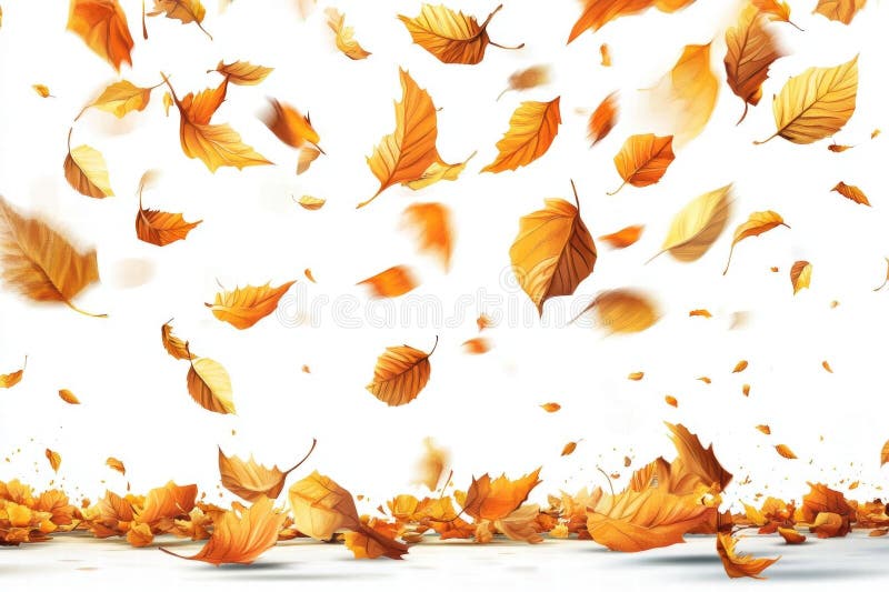 Autumn Leaves Falling on White Background Stock Illustration ...