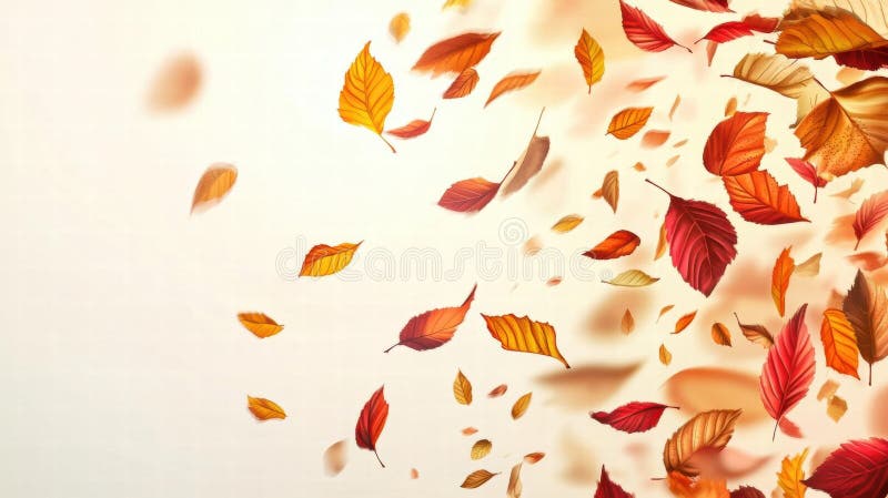 Autumn Leaves Falling on White Background Stock Illustration ...