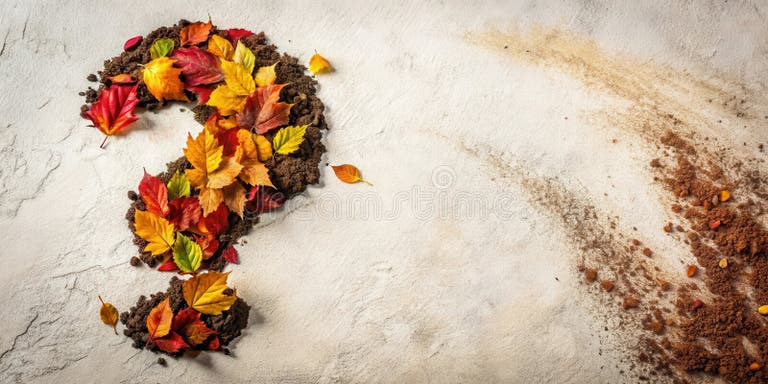 Autumn Leaves Forming a Question Mark on Soil. Generative AI Stock ...