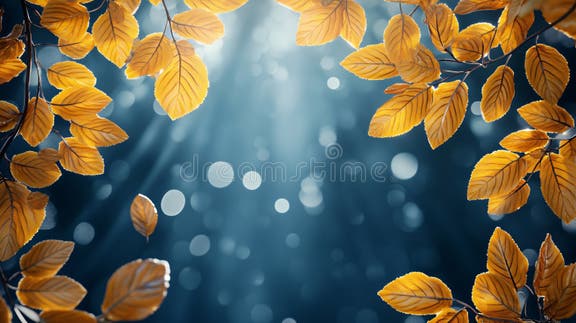 Autumn Leaves Frame Background Bokeh Lights High Quality Image Stock ...