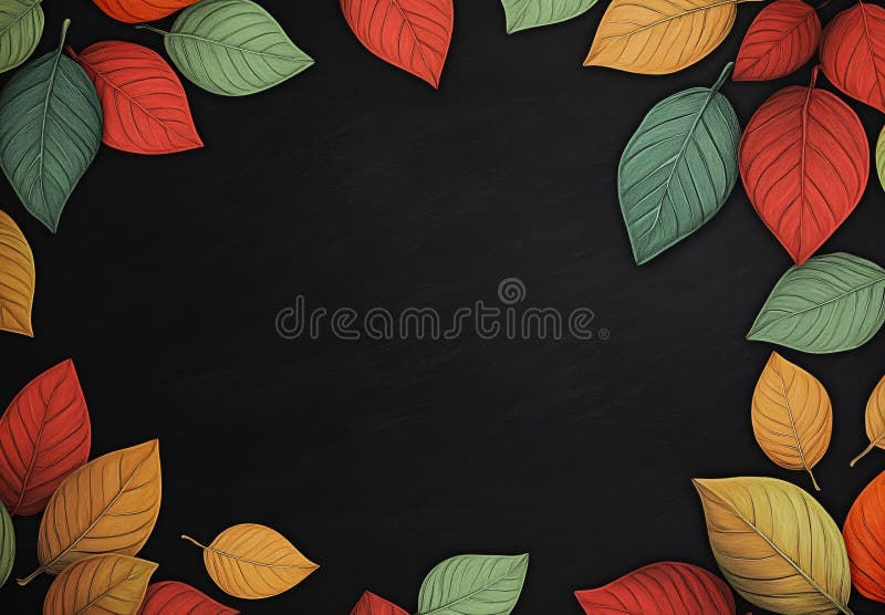 Autumn Leaves Frame on Dark Background- Fall High Quality Image Stock ...