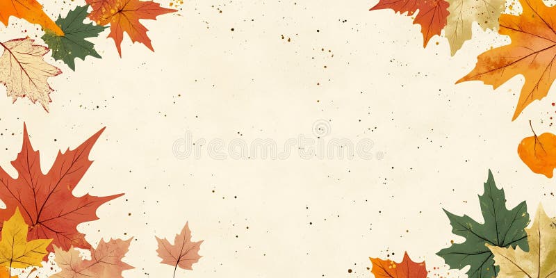 Autumn Leaves Frame a Light Cream Background Stock Illustration ...