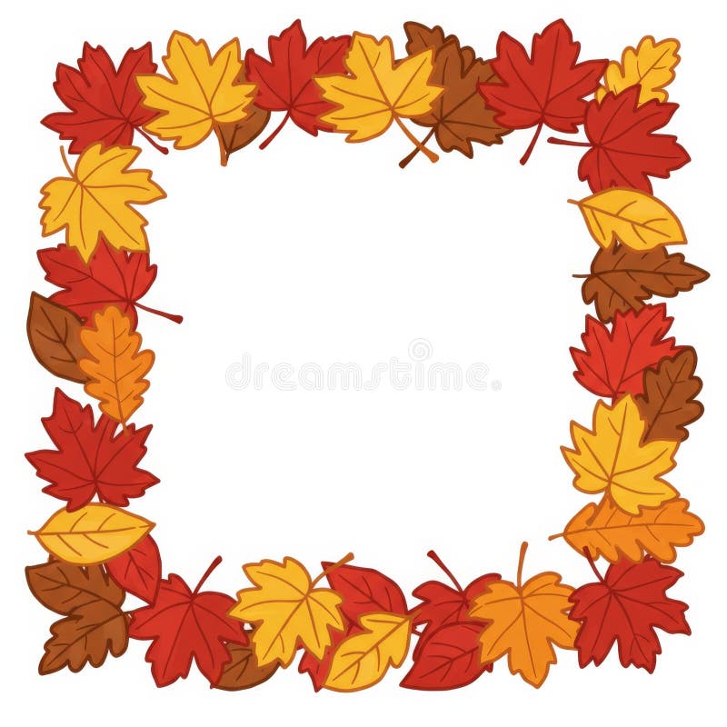 Autumn Leaves Frame: Red Orange Yellow Brown Maple Foliage Stock ...