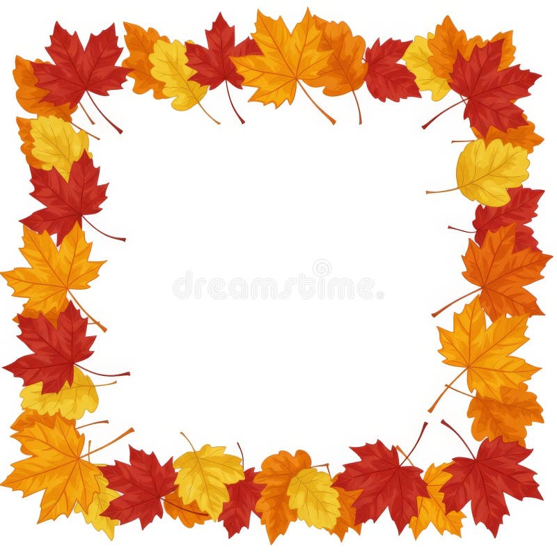 Autumn Leaves Frame: Red, Orange, and Yellow Maple Leaves Border Stock ...