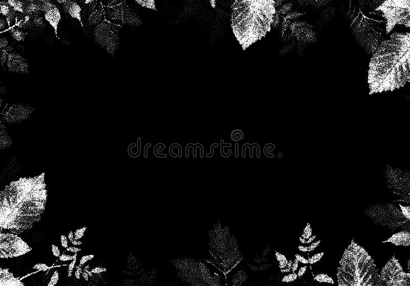 Autumn Leaves Frame in Retro Dotwork Style. Border of Fall Leaves in ...