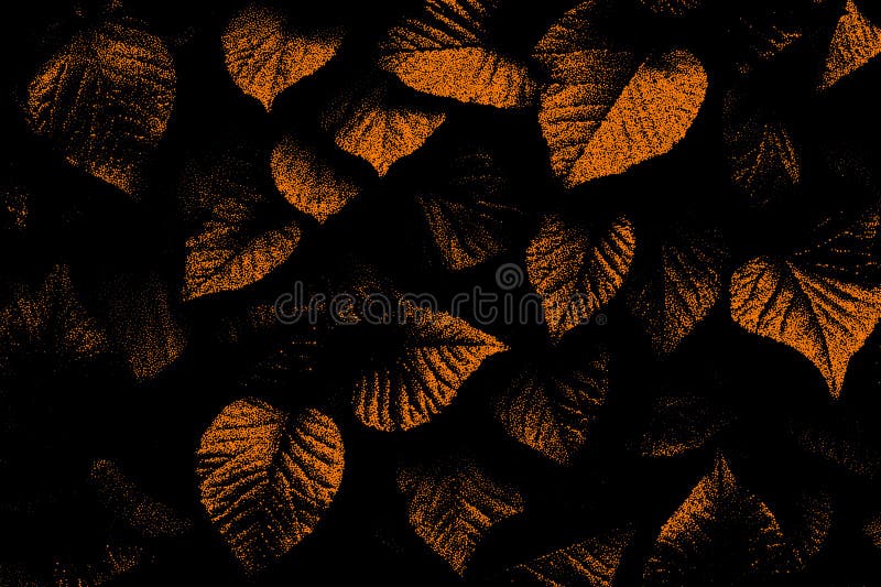 Autumn Leaves Frame in Retro Dotwork Style. Border of Fall Leaves in ...