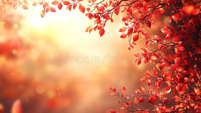 Autumn Leaves Frame, Sunset Bokeh Background, Nature Scene, Fall Design ...