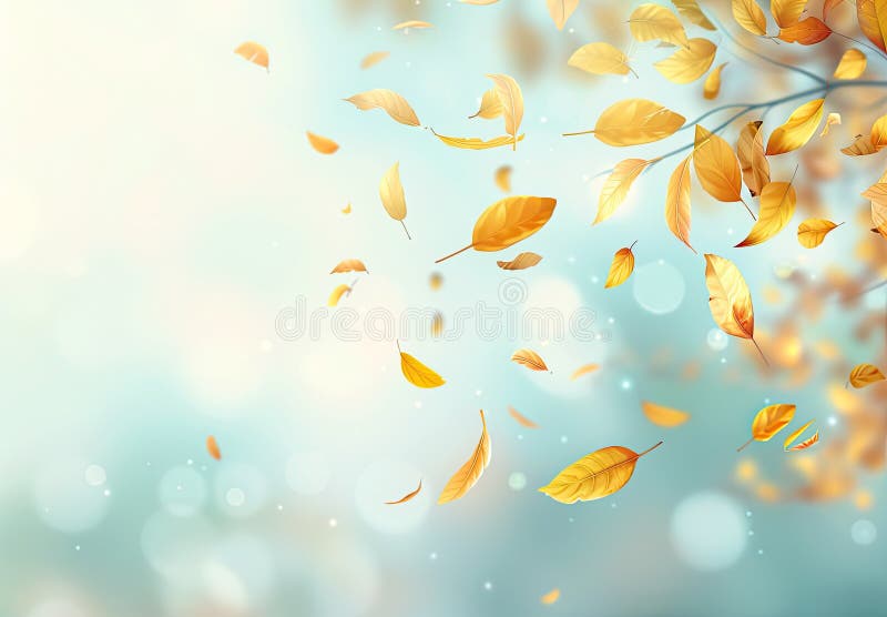 Autumn Leaves are Gently Falling from a Tree in a Serene Park Setting ...