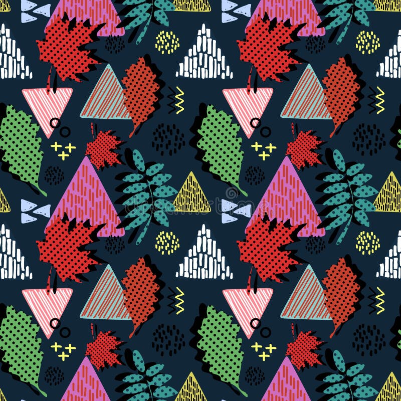 Colorful Abstract Autumn Leaves with Triangle Geometric Shape Pattern ... Colorful Abstract Autumn Leaves with Triangle Geometric Shape Pattern ...