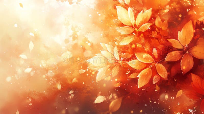 Autumn Leaves Glowing in Warm Light Stock Illustration - Illustration ...