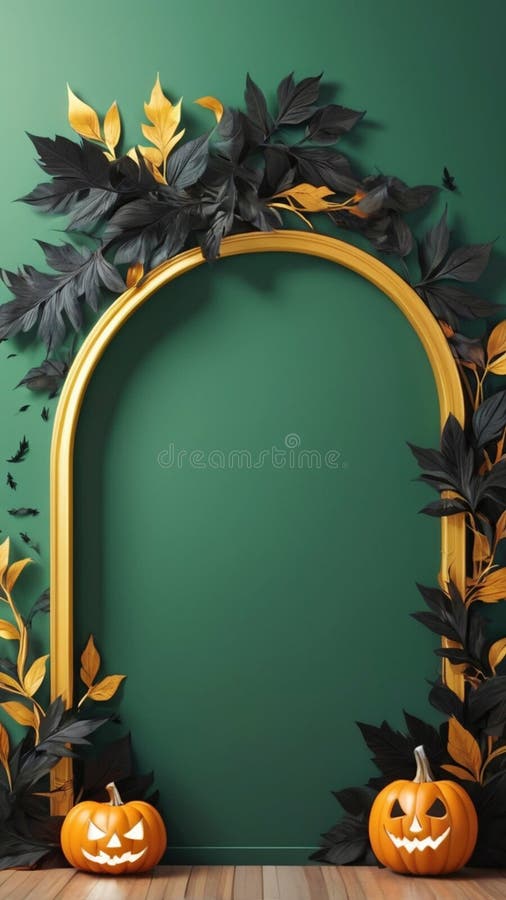 Autumn Leaves on Golden Arch Frame Stock Illustration - Illustration of ...