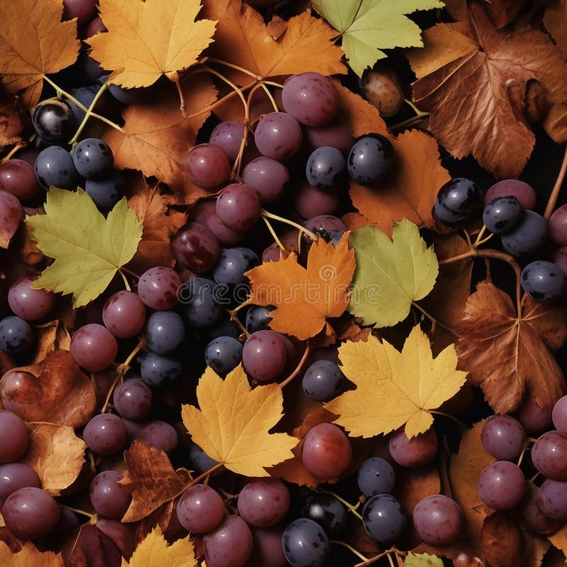 Autumn Leaves, Grapes, Autumn Background Stock Illustration - Illustration of tree, maple: 330594530