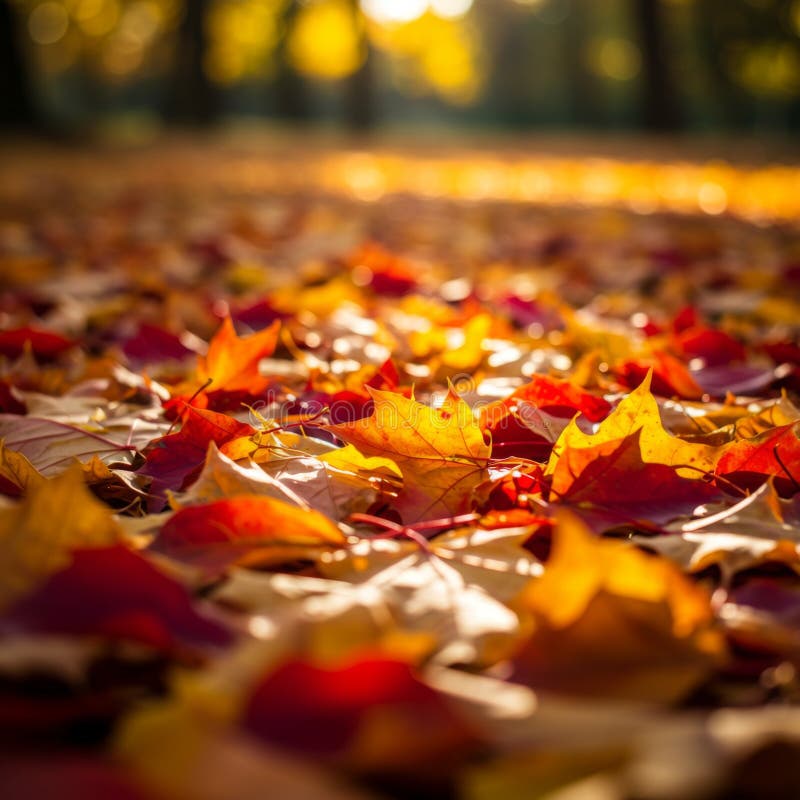 Autumn Leaves on the Ground in Sunlight Stock Illustration ...