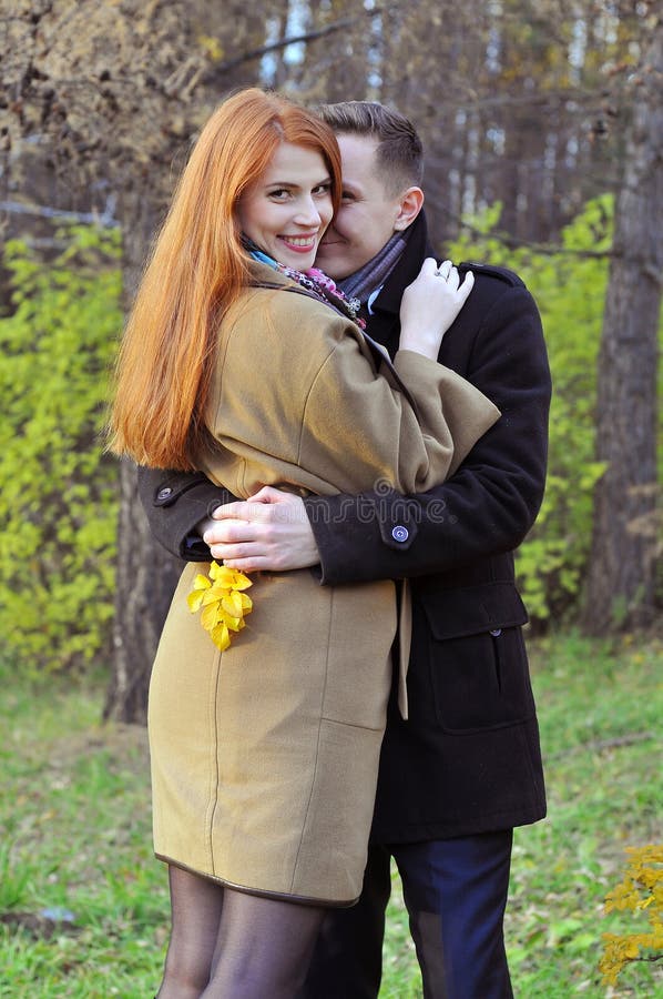 Autumn Leaves in Hands Couple Hug Stock Image - Image of leaves ...