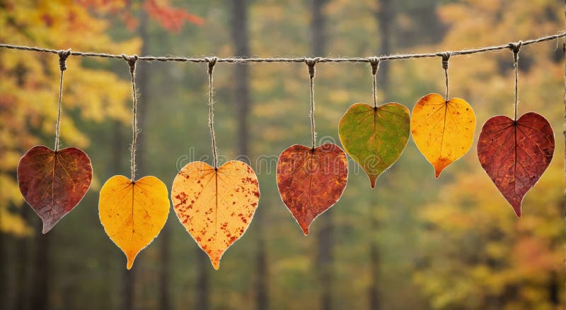 An Autumn Leaves Hanging on a String Stock Illustration - Illustration ...