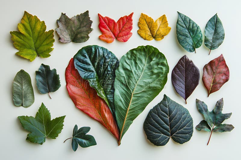 Autumn Leaves Heart Shape Nature Background Fall Foliage Stock ...