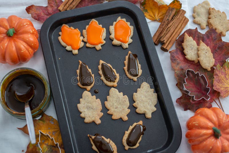 Autumn Leaves and Home Made Autumn Cookies Stock Photo - Image of ...