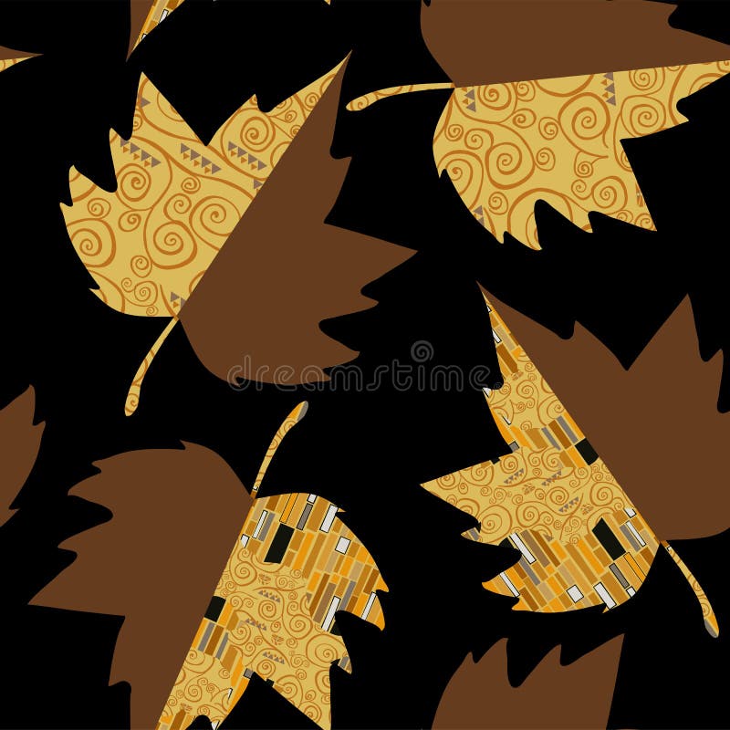 Autumn Leaves in Klimt Style Stock Vector - Illustration of decoration ...